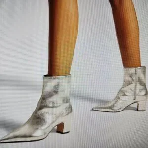Arezzo | Shoes | Arezzo Silver Jemma Block Booties Leather Nib Size ...